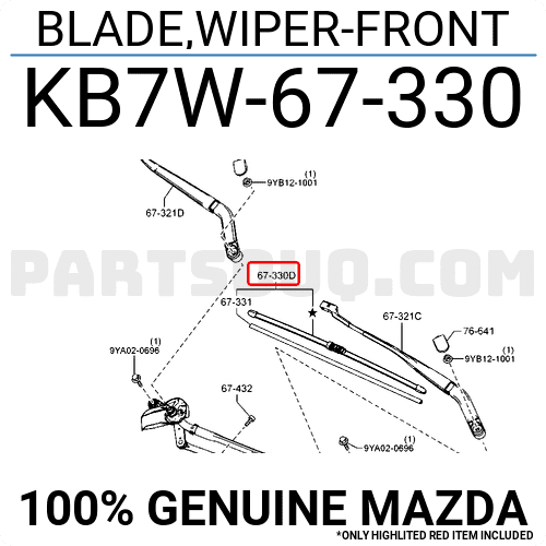 BLADE,WIPER-FRONT KB7W67330 | Mazda Parts | PartSouq