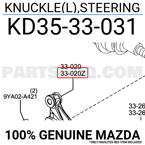 KNUCKLE(L),STEERING KD3533031 | Mazda Parts | PartSouq
