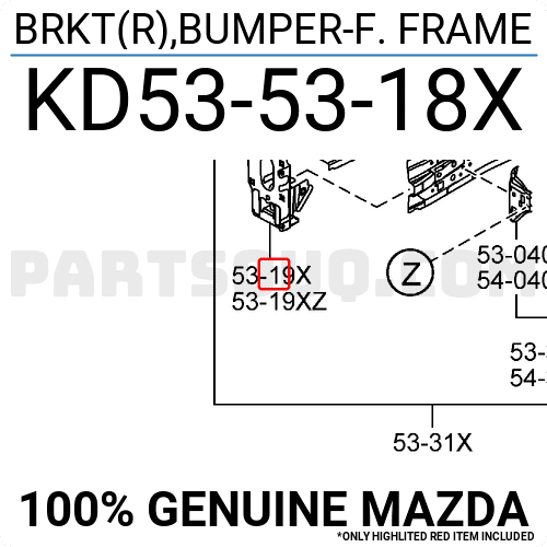 BRKT(R),BUMPER-F. FRAME KD535318X | Mazda Parts | PartSouq