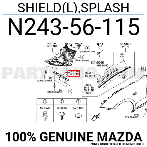 SHIELD(L),SPLASH N24356115 | Mazda Parts | PartSouq