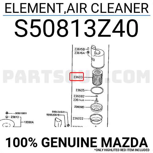 ELEMENT,AIR CLEANER S50813Z40 | Mazda Parts | PartSouq
