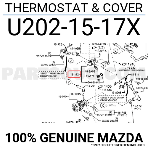 THERMOSTAT & COVER U2021517X | Mazda Parts | PartSouq