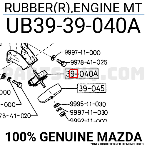 RUBBER(R),ENGINE MT UB3939040A | Mazda Parts | PartSouq