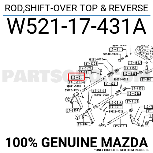 ROD,SHIFT-OVER TOP & REVERSE W52117431A | Mazda Parts | PartSouq