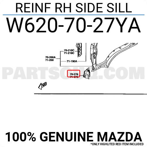 REINF RH SIDE SILL W6207027YA | Mazda Parts | PartSouq