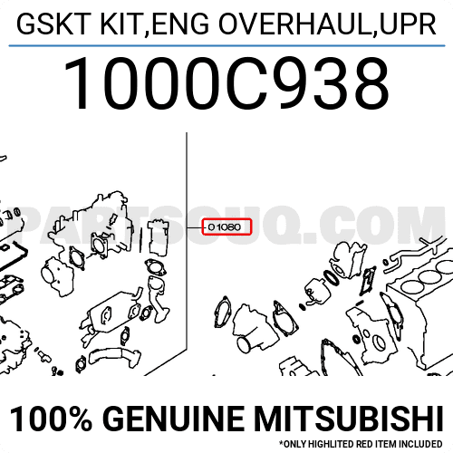 GSKT KIT,ENG OVERHAUL,UPR 1000C938 | Mitsubishi Parts | PartSouq