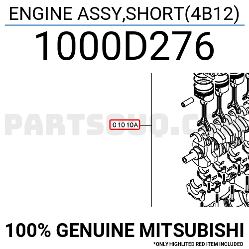 ENGINE ASSY,SHORT(4B12) 1000D276 | Mitsubishi Parts | PartSouq