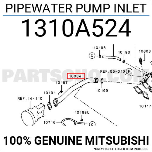 PIPEWATER PUMP INLET 1310A524 | Mitsubishi Parts | PartSouq