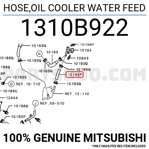 HOSE,OIL COOLER WATER FEED 1310B922 | Mitsubishi Parts | PartSouq