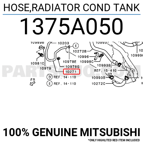 HOSE,RADIATOR COND TANK 1375A050 | Mitsubishi Parts | PartSouq