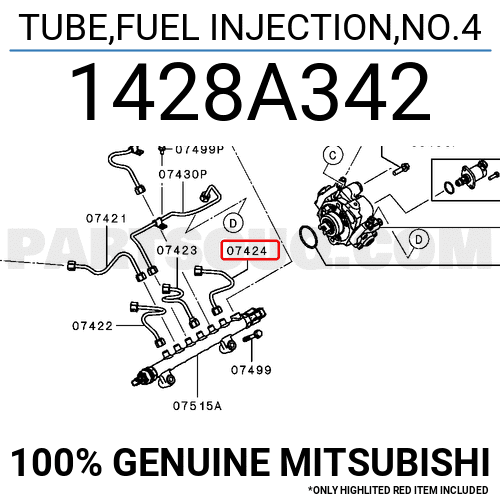 TUBE,FUEL INJECTION,NO.4 1428A342 | Mitsubishi Parts | PartSouq