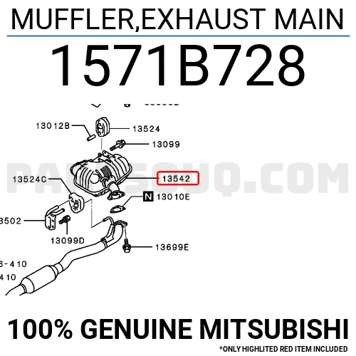 MUFFLER,EXHAUST MAIN 1571B728 | Mitsubishi Parts | PartSouq