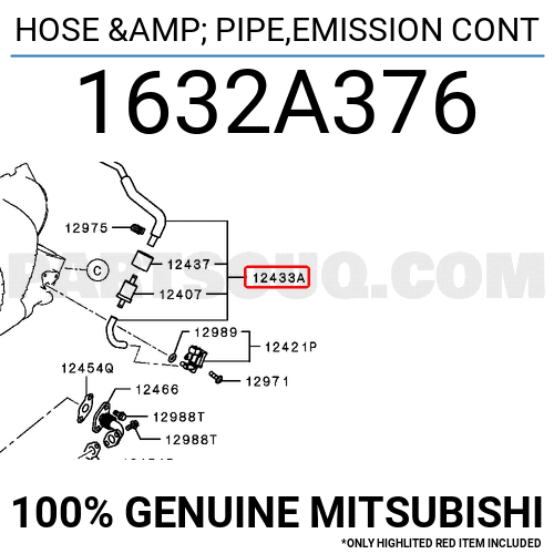 HOSE & PIPE,EMISSION CONT 1632A376 | Mitsubishi Parts | PartSouq