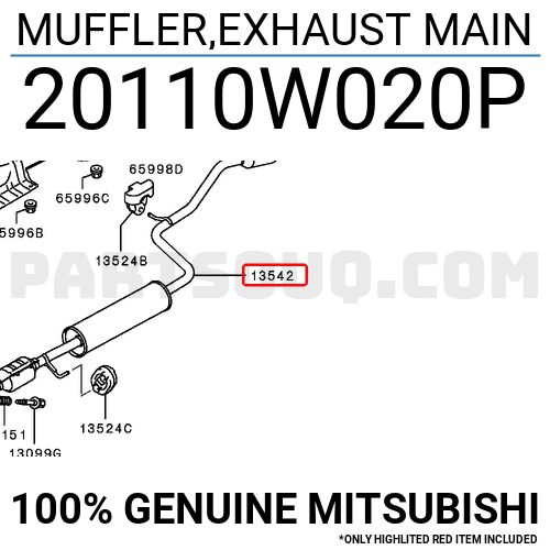 MUFFLER,EXHAUST MAIN 20110W020P | Mitsubishi Parts | PartSouq