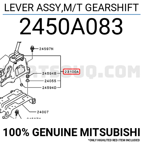 LEVER ASSY,M/T GEARSHIFT 2450A083 | Mitsubishi Parts | PartSouq