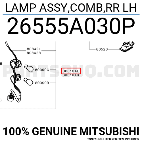 LAMP ASSY,COMB,RR LH 26555A030P | Mitsubishi Parts | PartSouq