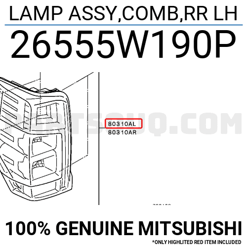 LAMP ASSY,COMB,RR LH 26555W190P | Mitsubishi Parts | PartSouq