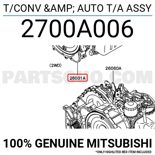 T/CONV & AUTO T/A ASSY 2700A006 | Mitsubishi Parts | PartSouq