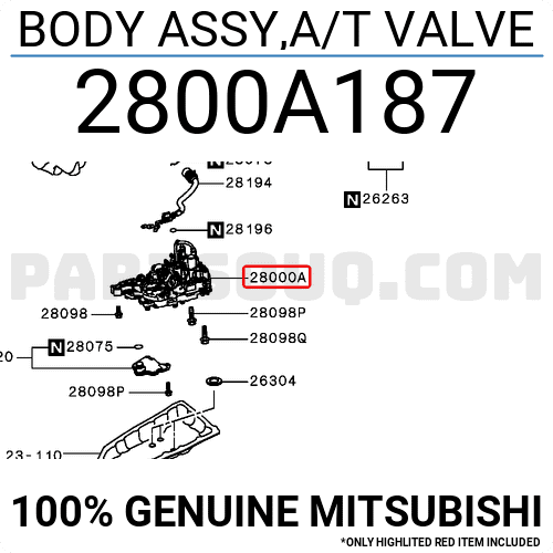 BODY ASSY,A/T VALVE 2800A187 | Mitsubishi Parts | PartSouq