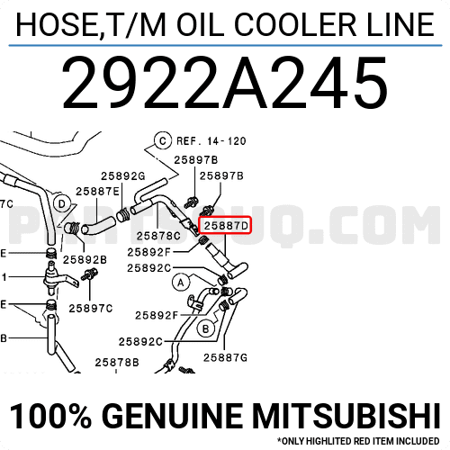HOSE,T/M OIL COOLER LINE 2922A245 | Mitsubishi Parts | PartSouq