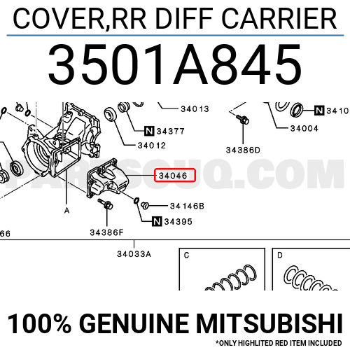 COVER,RR DIFF CARRIER 3501A845 | Mitsubishi Parts | PartSouq