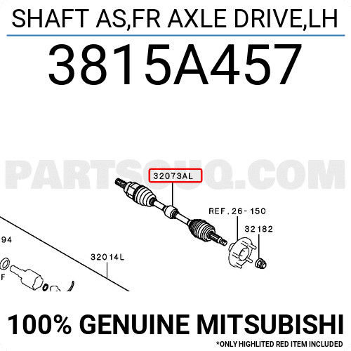 SHAFT AS,FR AXLE DRIVE,LH 3815A457 | Mitsubishi Parts | PartSouq