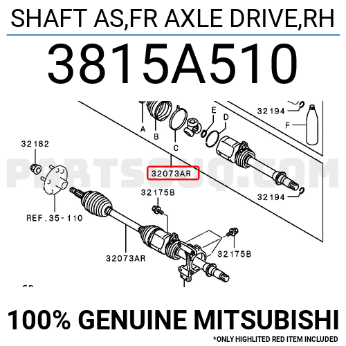 SHAFT AS,FR AXLE DRIVE,RH 3815A510 | Mitsubishi Parts | PartSouq