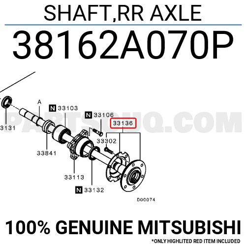 SHAFT,RR AXLE 38162A070P | Mitsubishi Parts | PartSouq