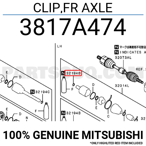 CLIP,FR AXLE 3817A474 | Mitsubishi Parts | PartSouq