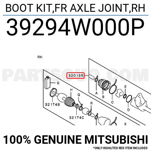 BOOT KIT,FR AXLE JOINT,RH 39294W000P | Mitsubishi Parts | PartSouq