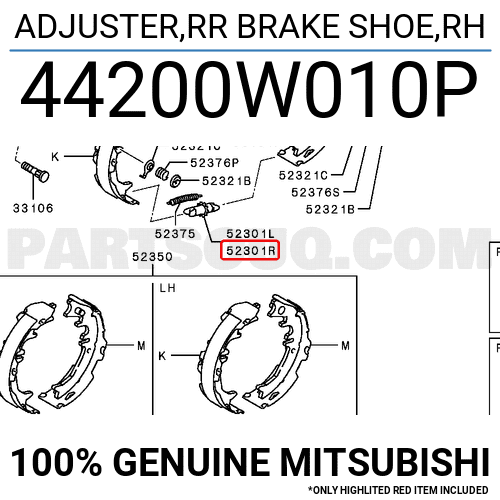 ADJUSTER,RR BRAKE SHOE,RH 44200W010P | Mitsubishi Parts | PartSouq