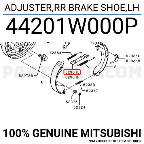 ADJUSTER,RR BRAKE SHOE,LH 44201W000P | Mitsubishi Parts | PartSouq