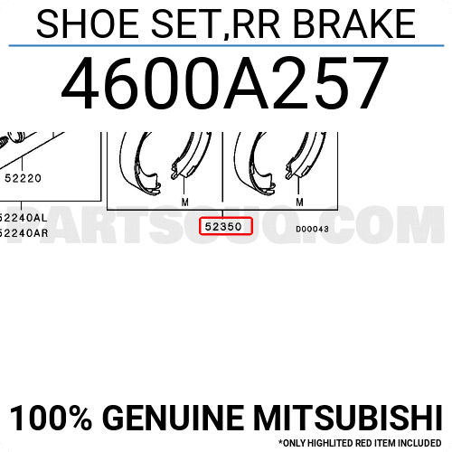 SHOE SET,RR BRAKE 4600A257 | Mitsubishi Parts | PartSouq