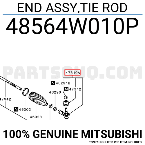 END ASSY,TIE ROD 48564W010P | Mitsubishi Parts | PartSouq