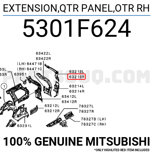 EXTENSION,QTR PANEL,OTR RH 5301F624 | Mitsubishi Parts | PartSouq