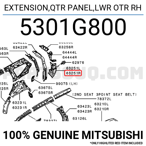 EXTENSION,QTR PANEL,LWR OTR RH 5301G800 | Mitsubishi Parts | PartSouq