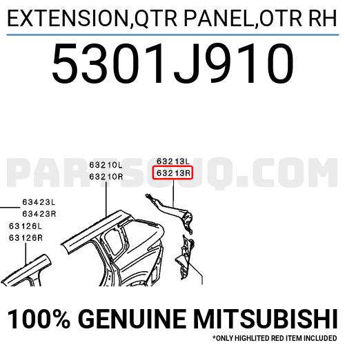 EXTENSION,QTR PANEL,OTR RH 5301J910 | Mitsubishi Parts | PartSouq