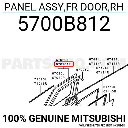 PANEL ASSY,FR DOOR,RH 5700B812 | Mitsubishi Parts | PartSouq