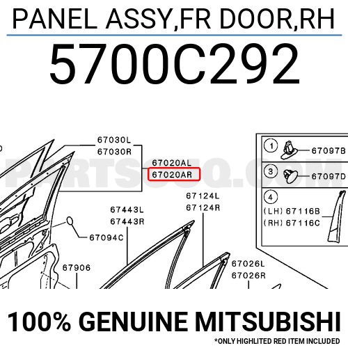 PANEL ASSY,FR DOOR,RH 5700C292 | Mitsubishi Parts | PartSouq