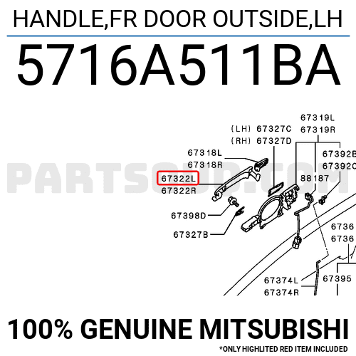HANDLE,FR DOOR OUTSIDE,LH 5716A511BA | Mitsubishi Parts | PartSouq