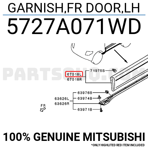 GARNISH,FR DOOR,LH 5727A071WD | Mitsubishi Parts | PartSouq