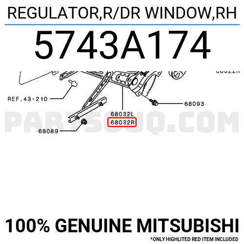 REGULATOR,R/DR WINDOW,RH 5743A174 | Mitsubishi Parts | PartSouq