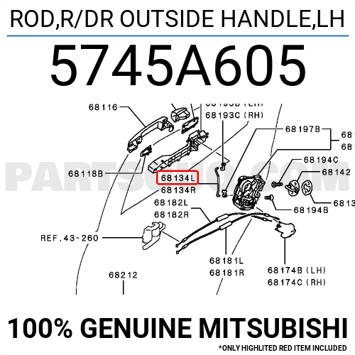 ROD,R/DR OUTSIDE HANDLE,LH 5745A605 | Mitsubishi Parts | PartSouq