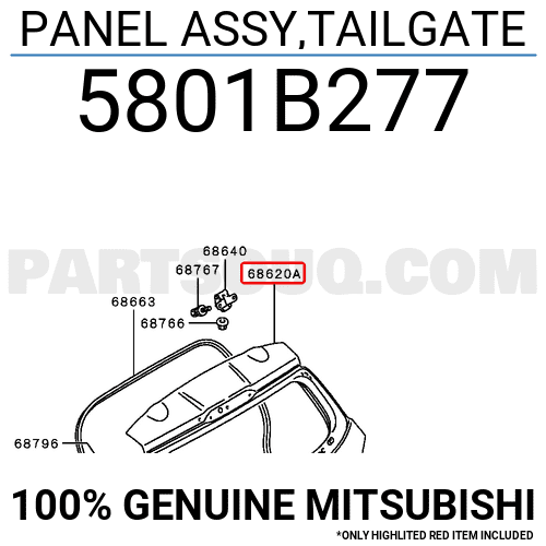 PANEL ASSY,TAILGATE 5801B277 | Mitsubishi Parts | PartSouq