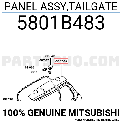 PANEL ASSY,TAILGATE 5801B483 | Mitsubishi Parts | PartSouq