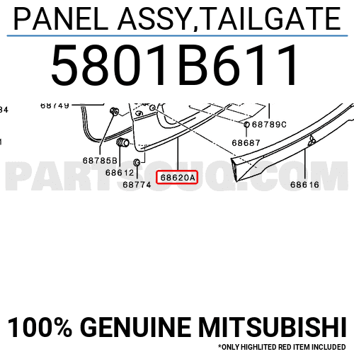 PANEL ASSY,TAILGATE 5801B611 | Mitsubishi Parts | PartSouq