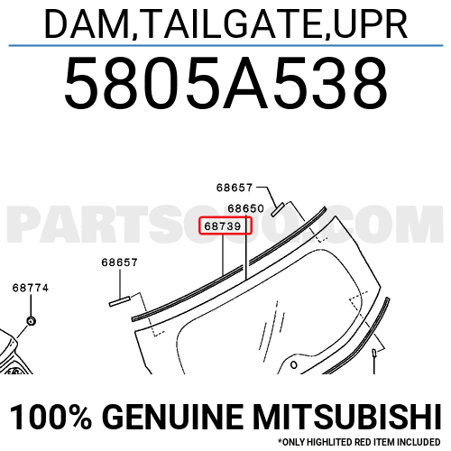 DAM,TAILGATE,UPR 5805A538 | Mitsubishi Parts | PartSouq