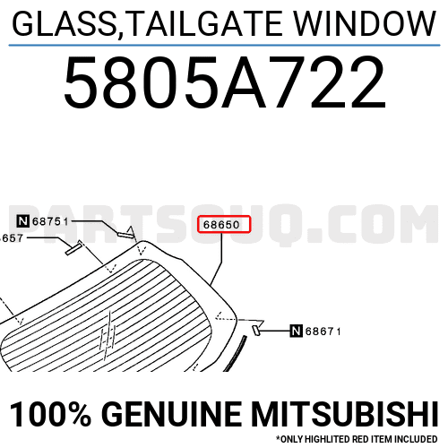 GLASS,TAILGATE WINDOW 5805A722 | Mitsubishi Parts | PartSouq