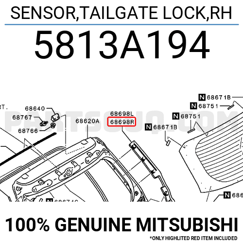 SENSOR,TAILGATE LOCK,RH 5813A194 | Mitsubishi Parts | PartSouq