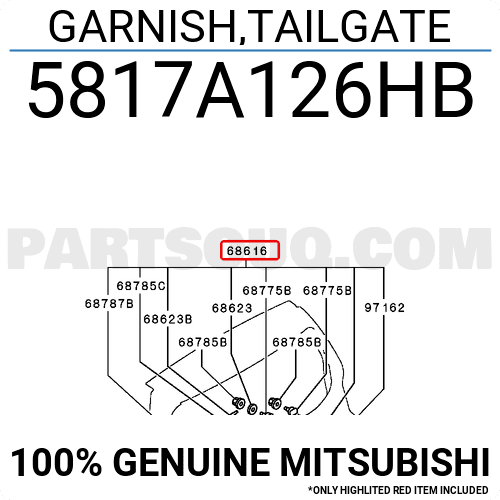 GARNISH,TAILGATE 5817A126HB | Mitsubishi Parts | PartSouq